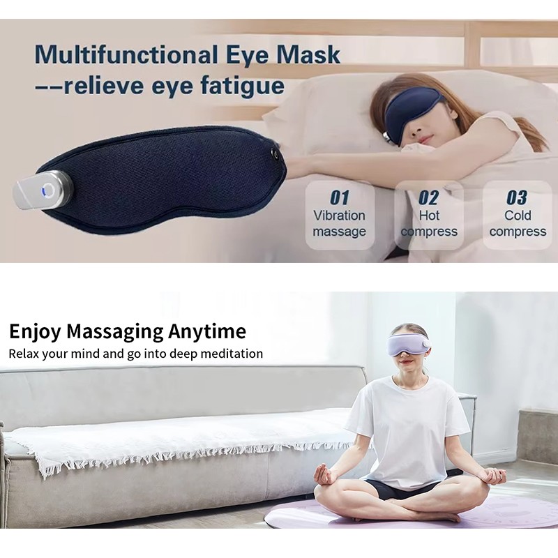 3D Smart Heated Eye Mask Relieve Eye Fatigue Hot Cold Therapy Vibration ...