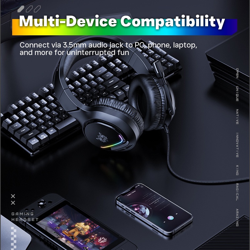 ONIKUMA X31 Wired Gaming Headset RGB Lighting 50mm Immersive Sound 360 ...